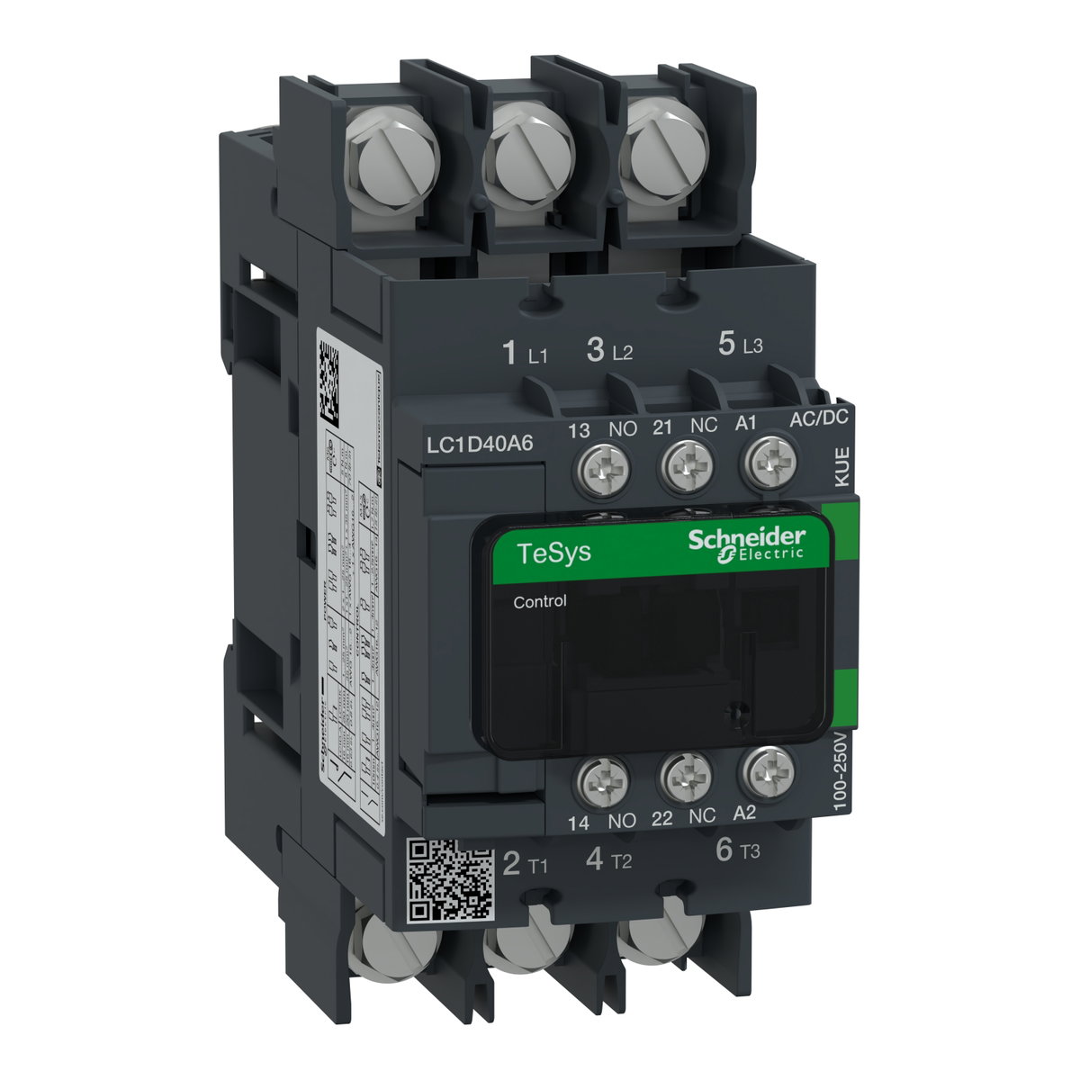 TeSys D contactor 3P 40A AC-3 up to 440V coil 100-250V AC/DC ring-lugs ...