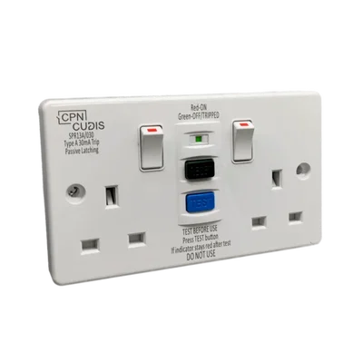 Twin 13A 30mA Metal RCD Switch Socket - Voltimum UK